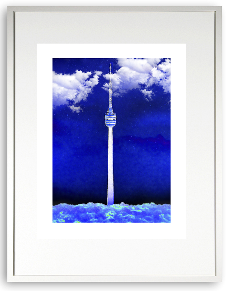 Bovistra Galerie - Stuttgart Fernsehturm - blue | 15x20 | Ralf Wehrle und Uwe Frank gerahmt ...