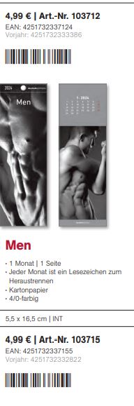 Bovistra Galerie - Lesezeichenkalender | Men 2024 Fotografen: Ralf Wehrle und Uwe Frank Black ...